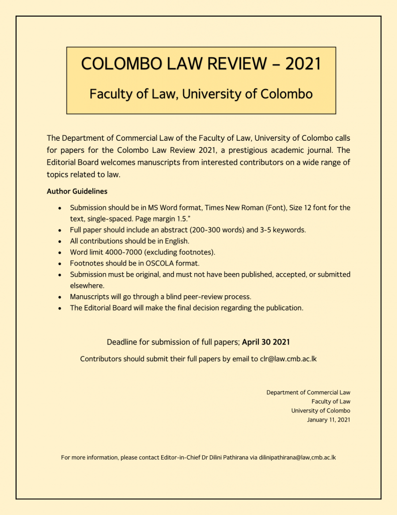 Calls for papers | Faculty of Law