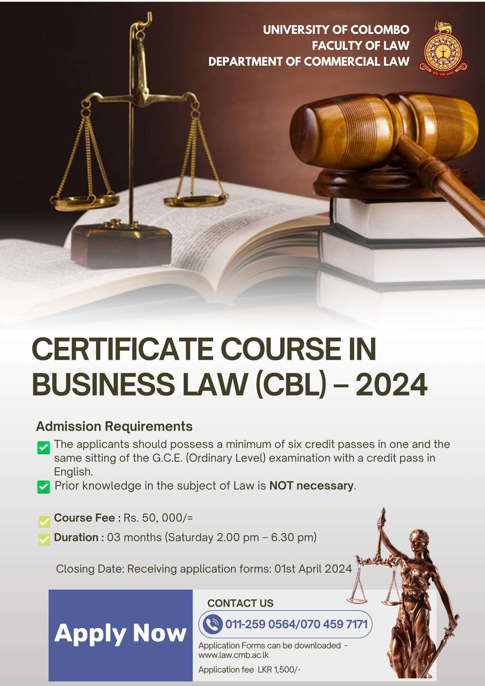 CERTIFICATE COURSE IN BUSINESS LAW (CBL) – 2024 | Faculty of Law